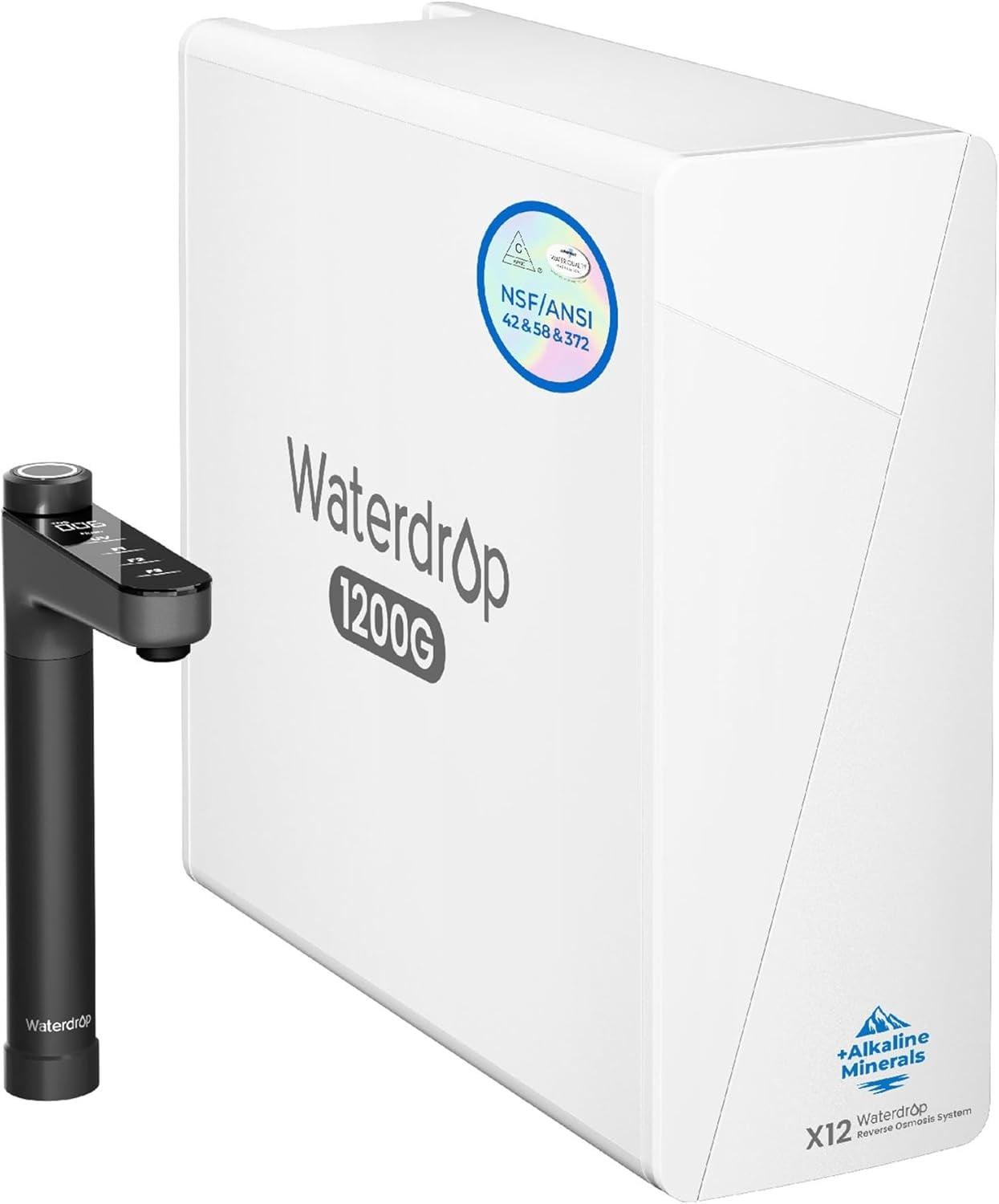 Waterdrop X12-Alkaline Mineral pH+ Tankless Reverse Osmosis System, NSF ...