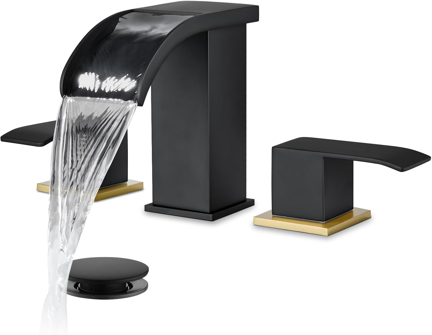 Waterfall 8 inch Widespread Bathroom Faucet Set Bathroom Sink Faucet 3 ...