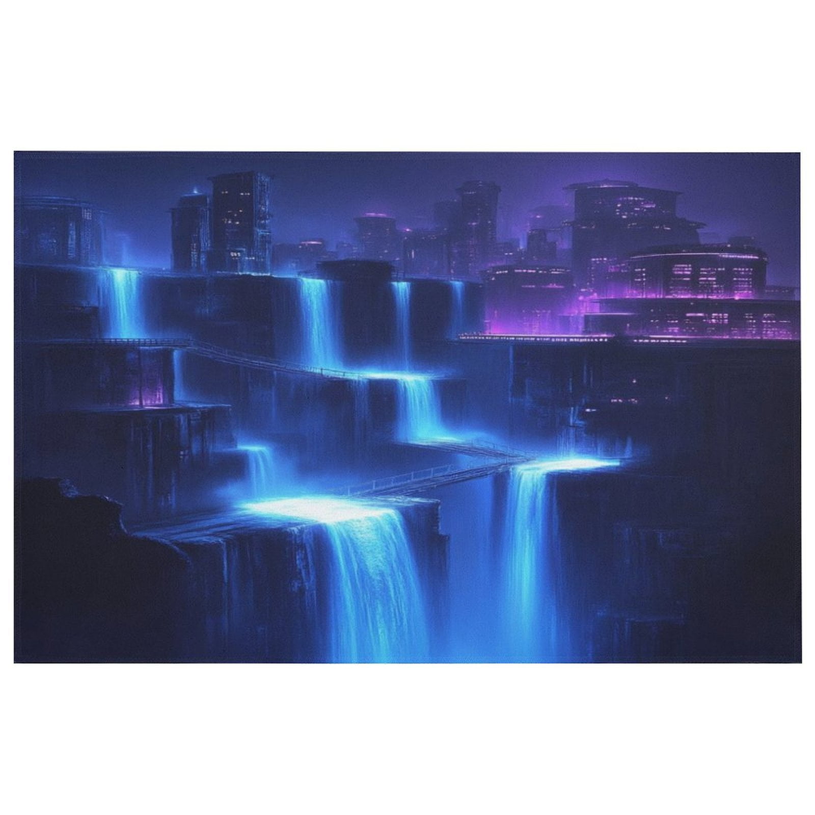 Waterfall And House Adult Home Decor Bedroom Living Room Crystal Velvet ...
