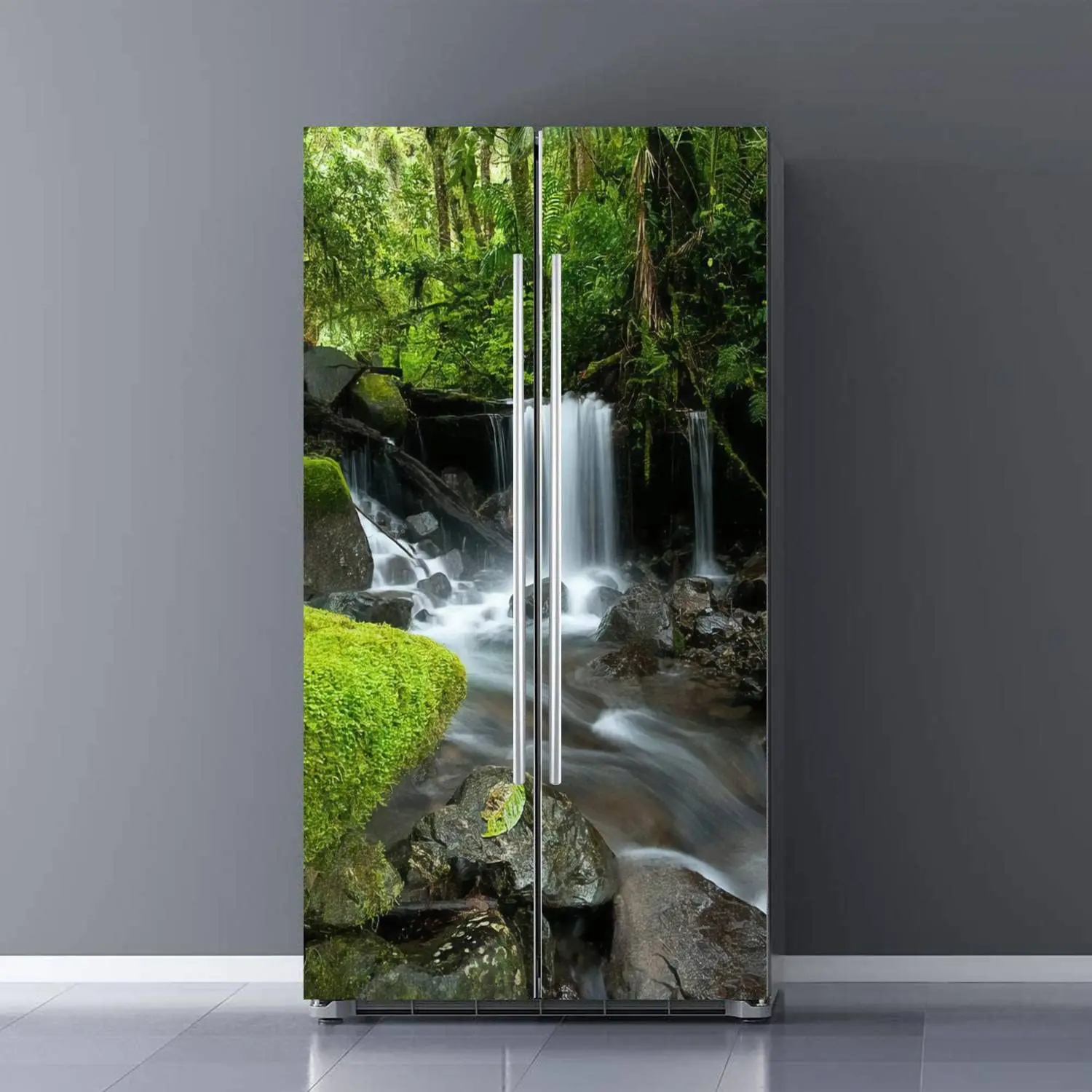 Waterfall Autumn Forest Refrigerator Wrap High Mountains and Flowing ...