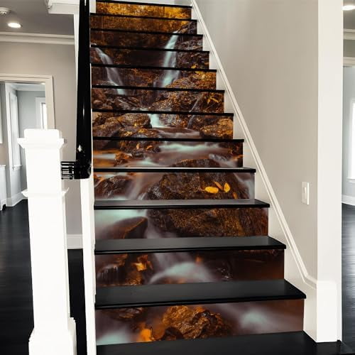 Waterfall Autumn Nature Landscape Peel and Stick Vinyl Stair Riser ...