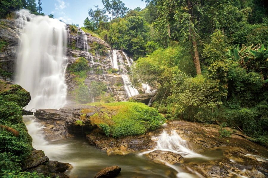 Waterfall Backdrop For Photography Spring Natural Scenery Mountains ...