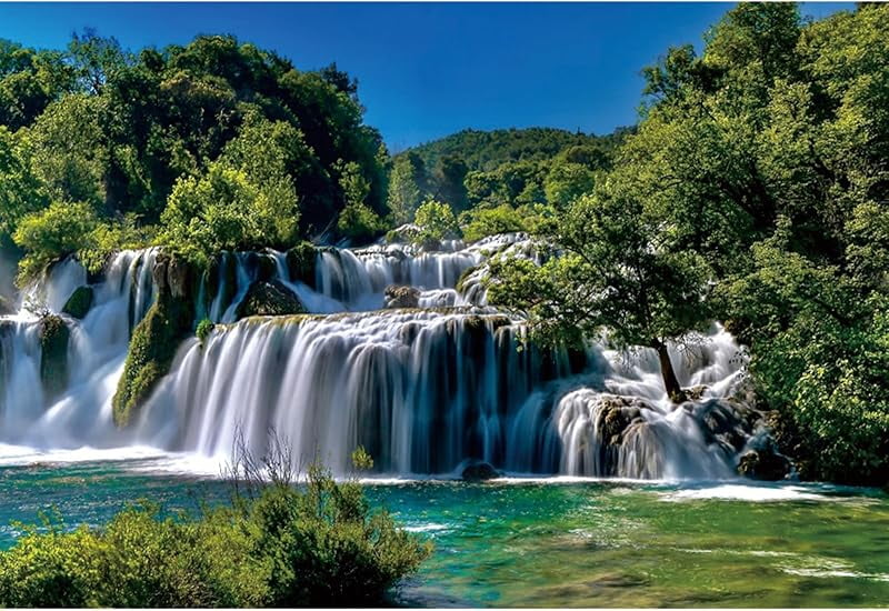 Waterfall Backdrop Nature Landscape River Lake Mountain Forest ...