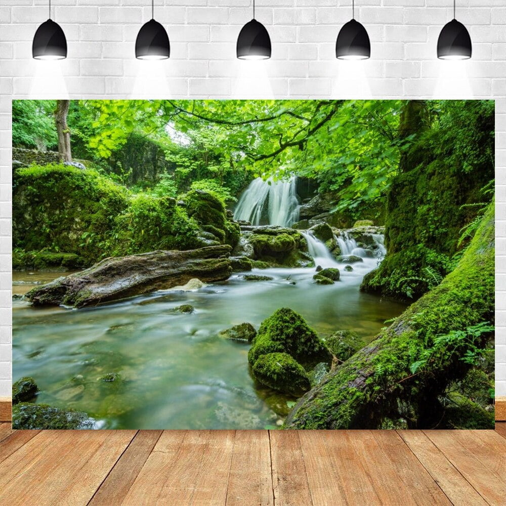 Waterfall Backdrop Spring Nature Landscape River Lake Mountain Forest ...