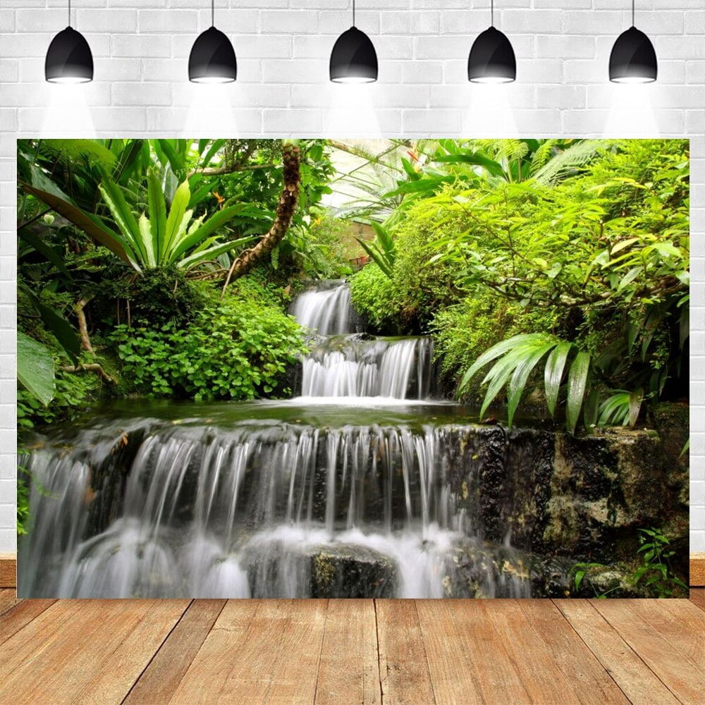 Waterfall Backdrop Spring Nature Landscape River Lake Mountain Forest ...