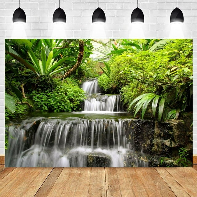 Waterfall Backdrop Spring Nature Landscape River Lake Mountain Forest ...