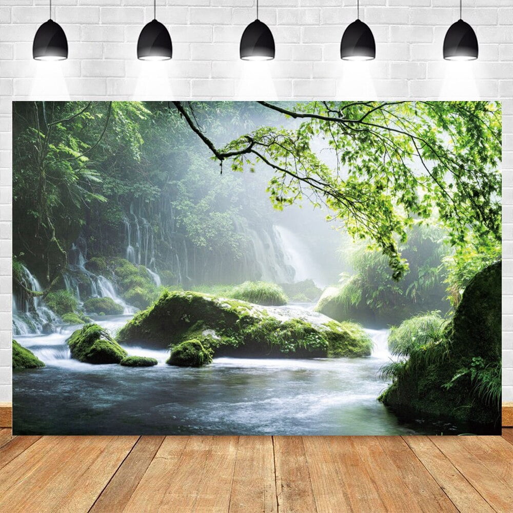 Waterfall Backdrop Spring Nature Landscape River Lake Mountain Forest ...