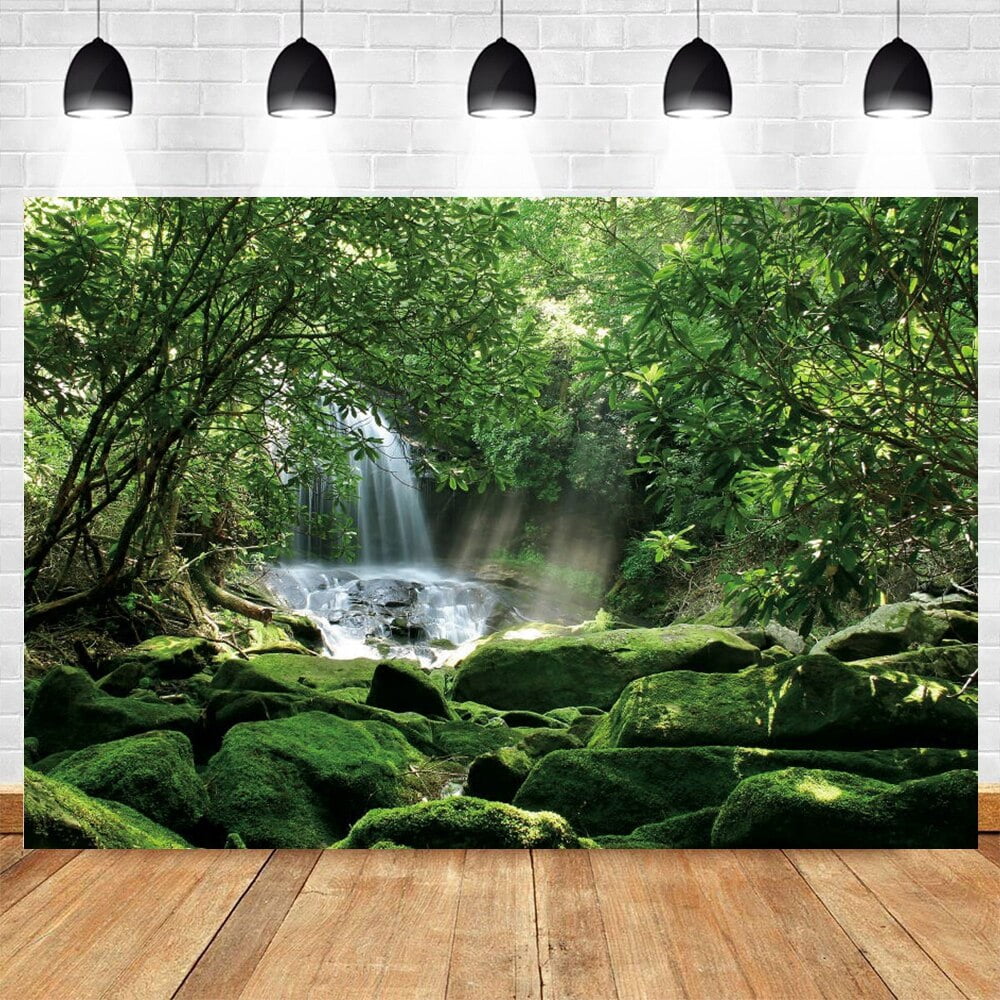 Waterfall Backdrop Spring Nature Landscape River Lake Mountain Forest ...