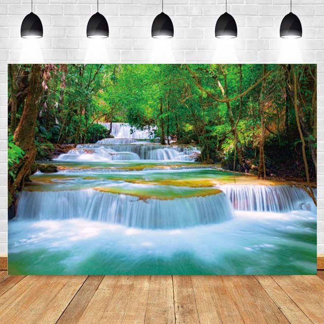Waterfall Backdrop Spring Nature Landscape River Lake Mountain Forest ...