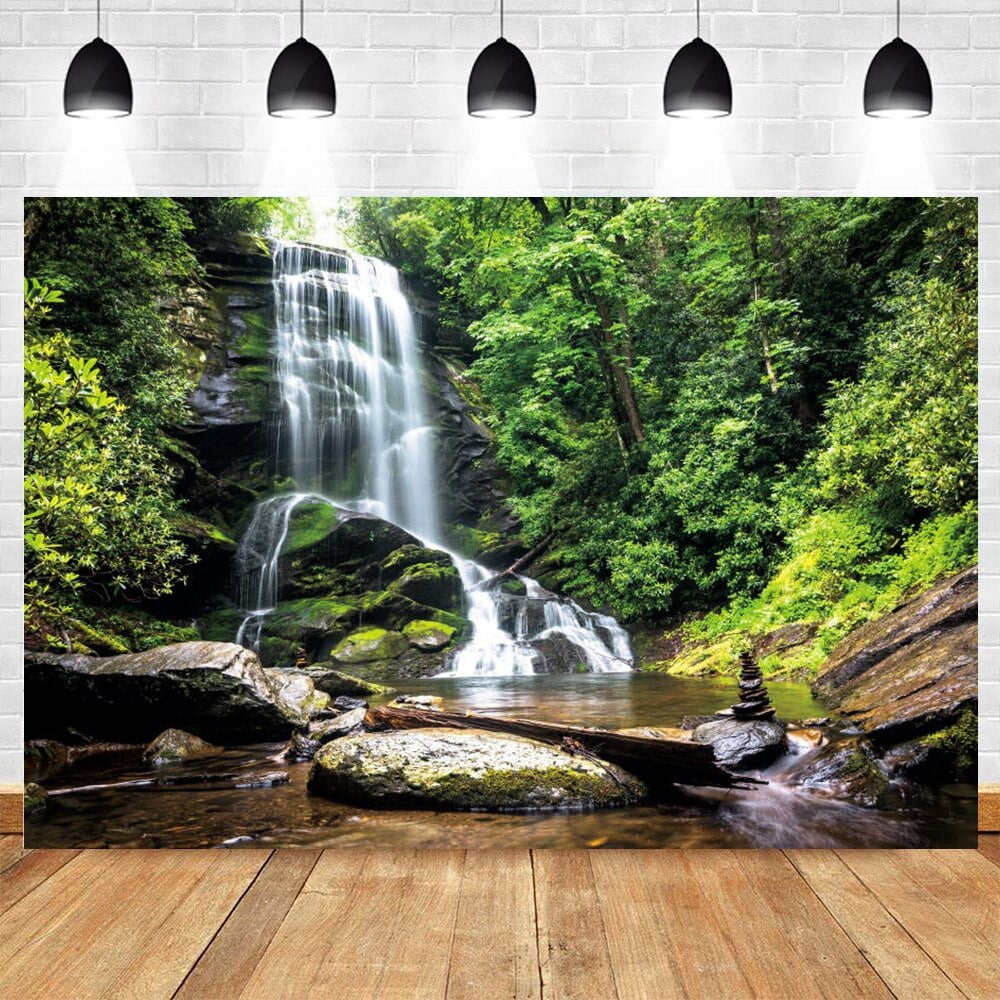 Waterfall Backdrop Spring Nature Landscape River Lake Mountain Forest ...