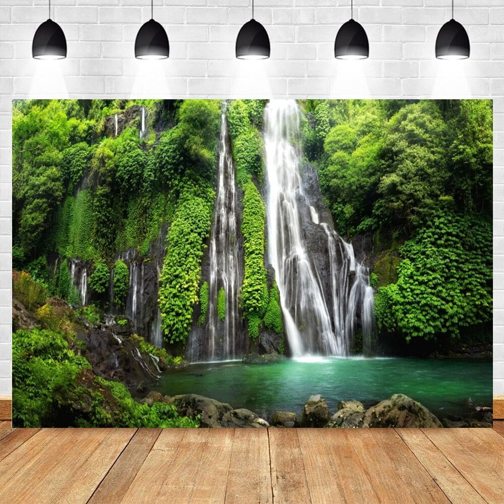 Waterfall Backdrop Spring Nature Landscape River Lake Mountain Forest ...