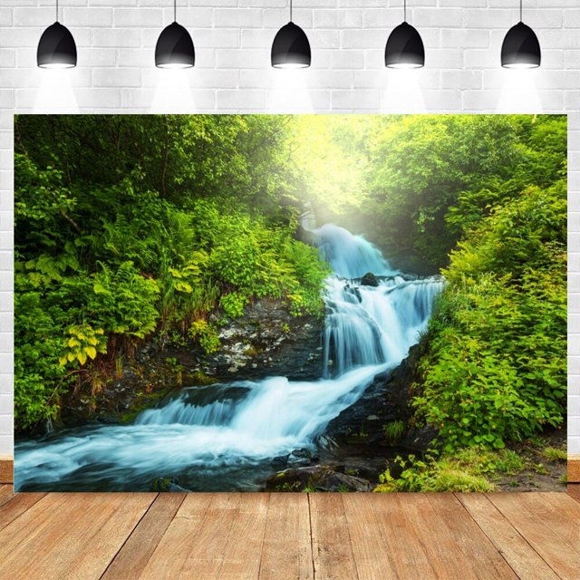 Waterfall Backdrop Spring Nature Landscape River Lake Mountain Forest ...