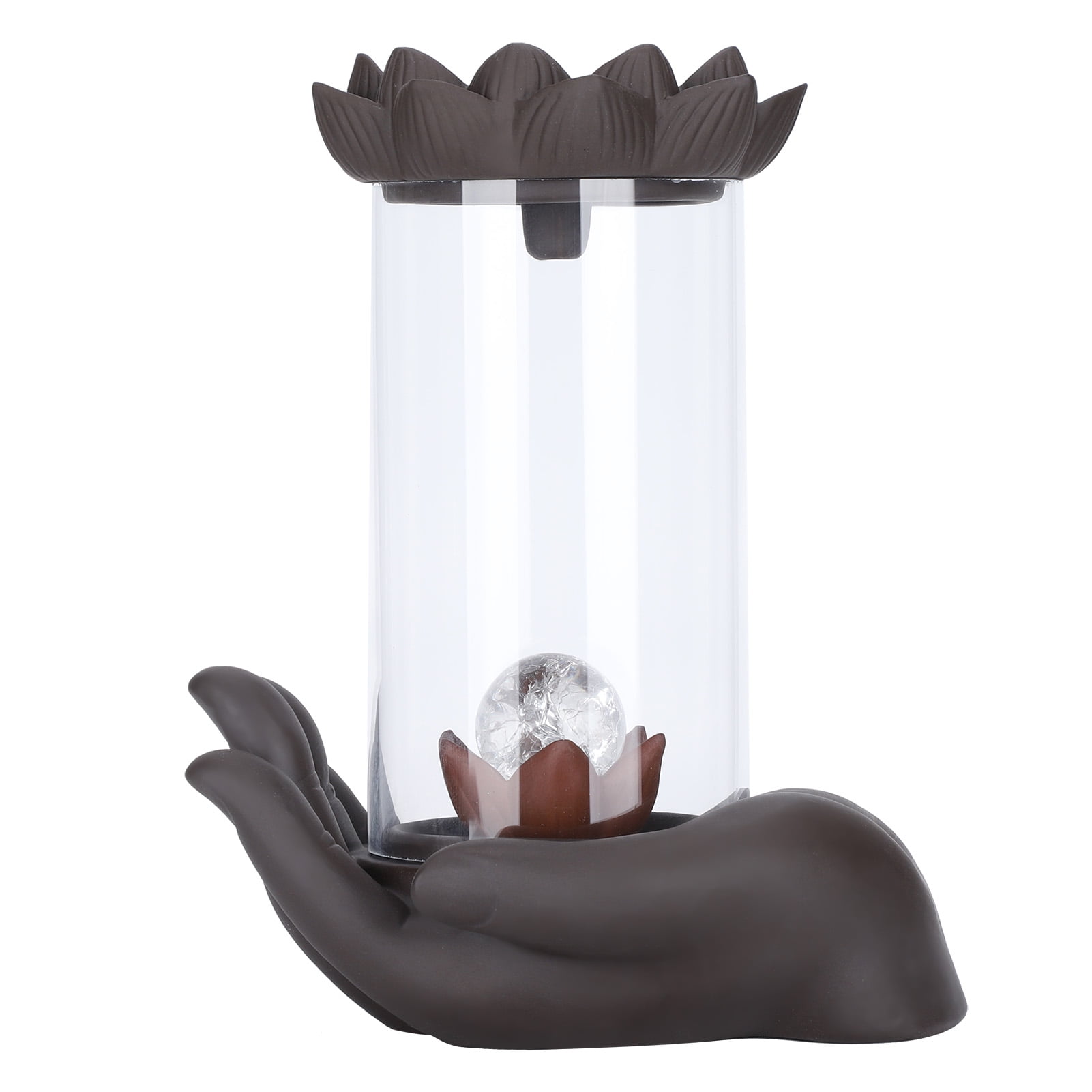 Waterfall Backflow Incense Burner with LED Lights and Windproof Cover ...