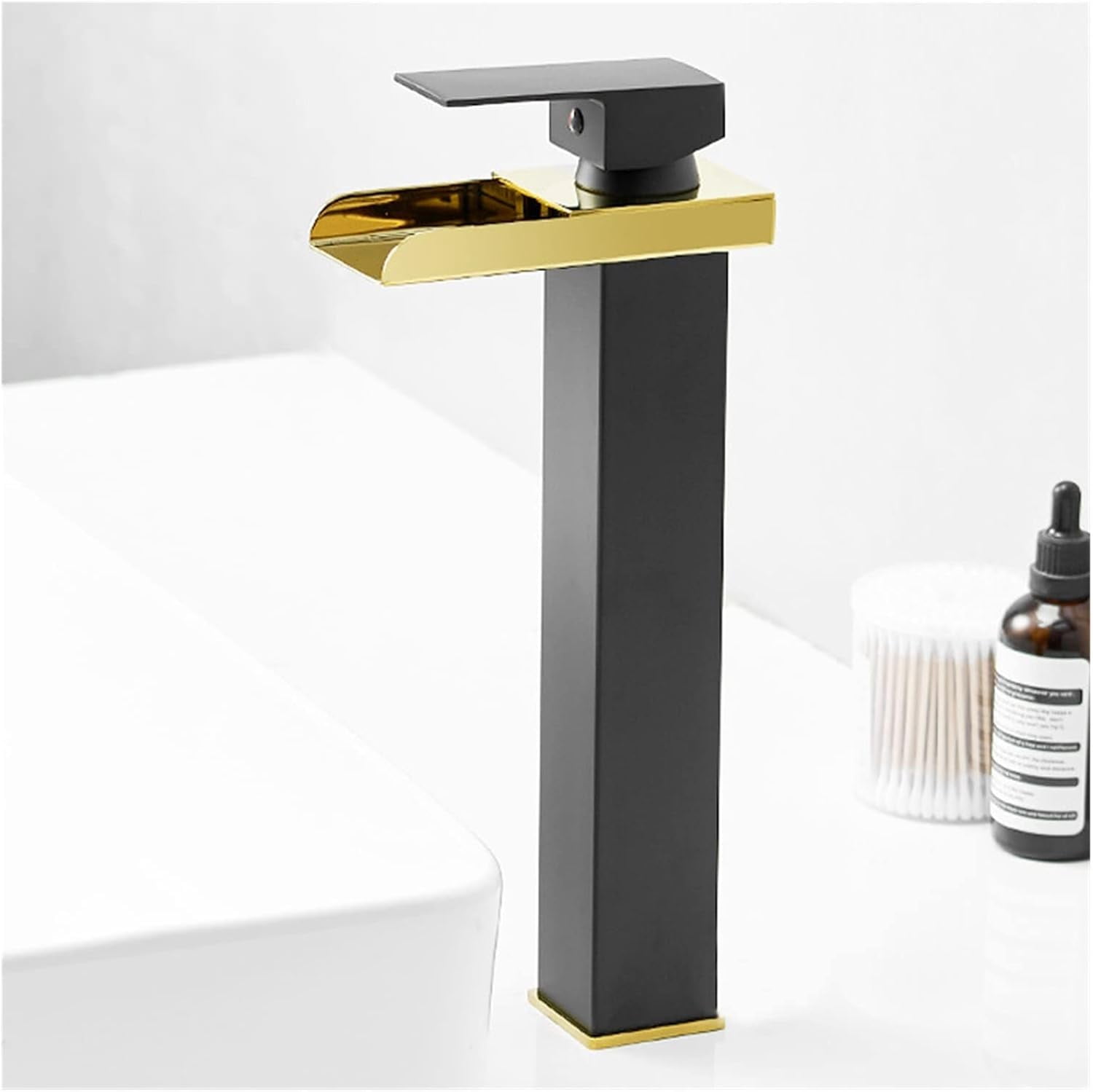 Waterfall Basin Faucet Bathroom Deck Mounted Black Gold Sink Tap Cold ...