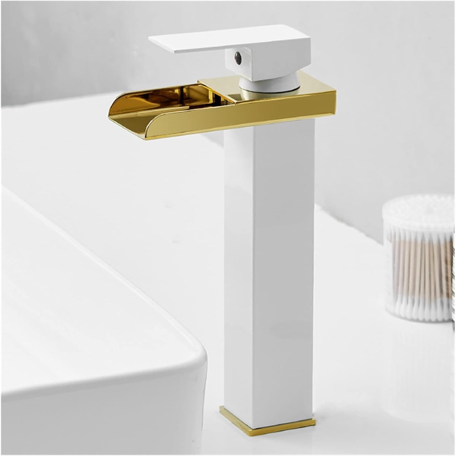 Waterfall Basin Faucet Bathroom Deck Mounted Black Gold Sink Tap Cold ...