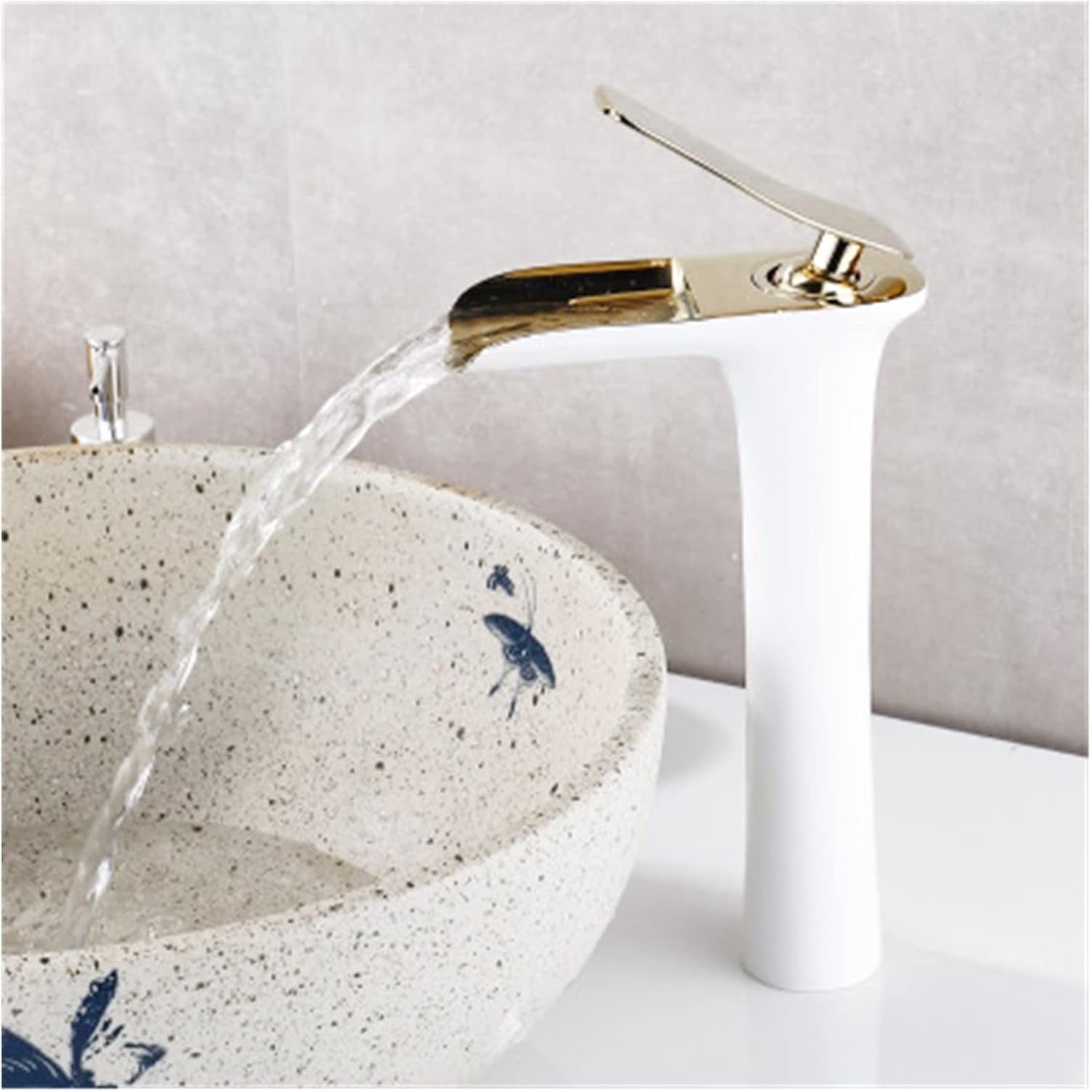 Waterfall Basin Faucet Bathroom Deck Mounted Sink Tap Cold and Hot ...