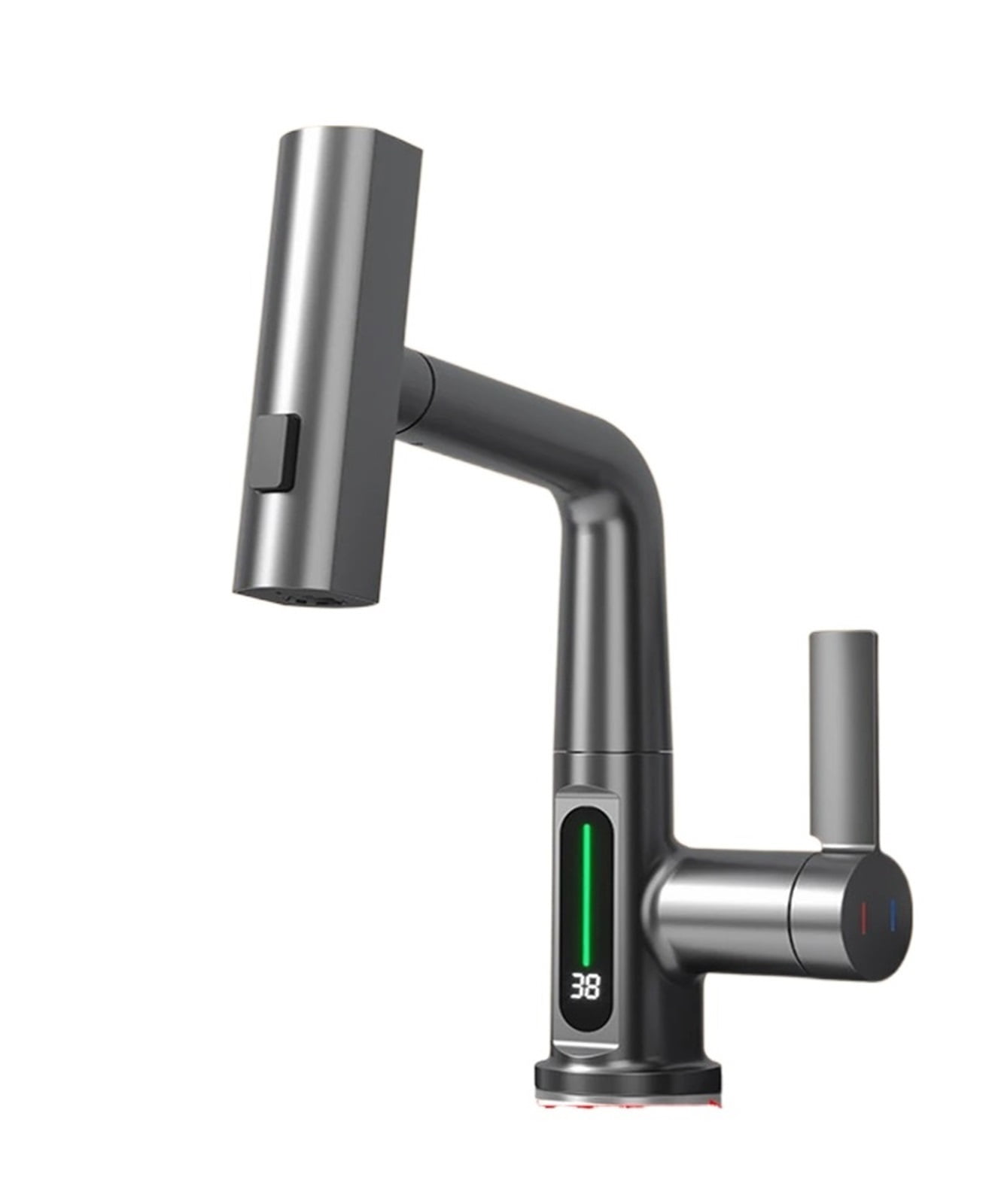 Waterfall Basin Faucet With Temperature Digital Display, Pull Out ...