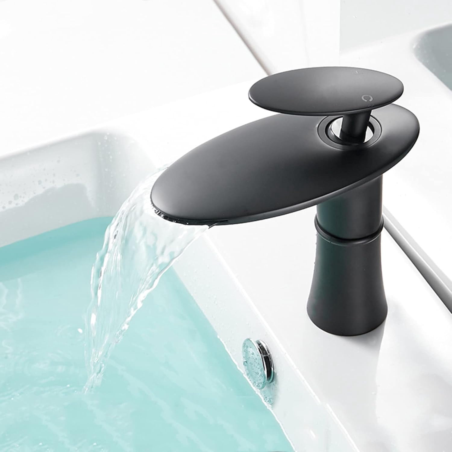 Waterfall Basin Mixer Tap, Hot and Cold Water Bathroom Sink Taps, Brass ...
