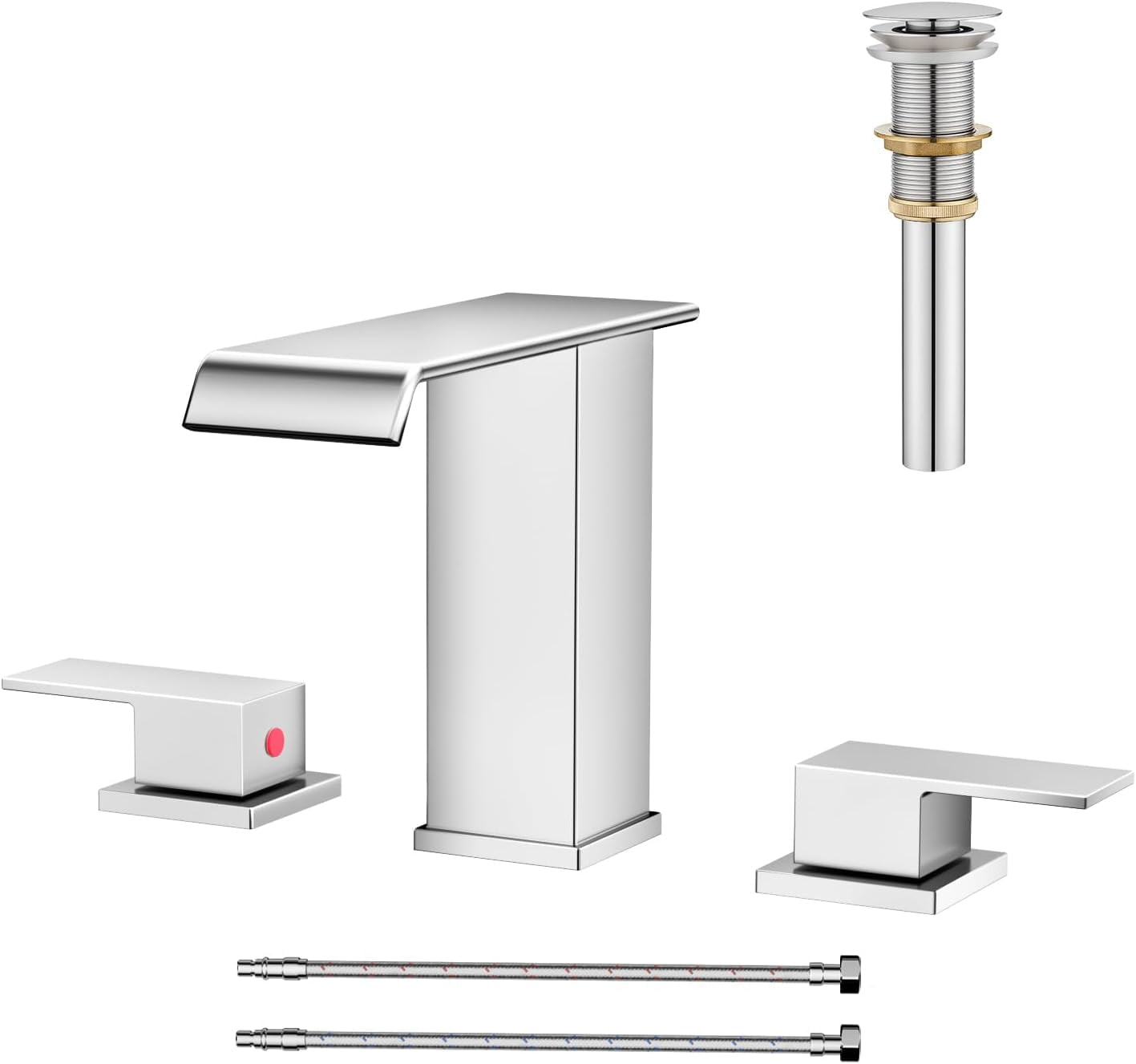 Waterfall Bathroom Faucet 3 Hole, 8 Inch Widespread Modern 3 count ...