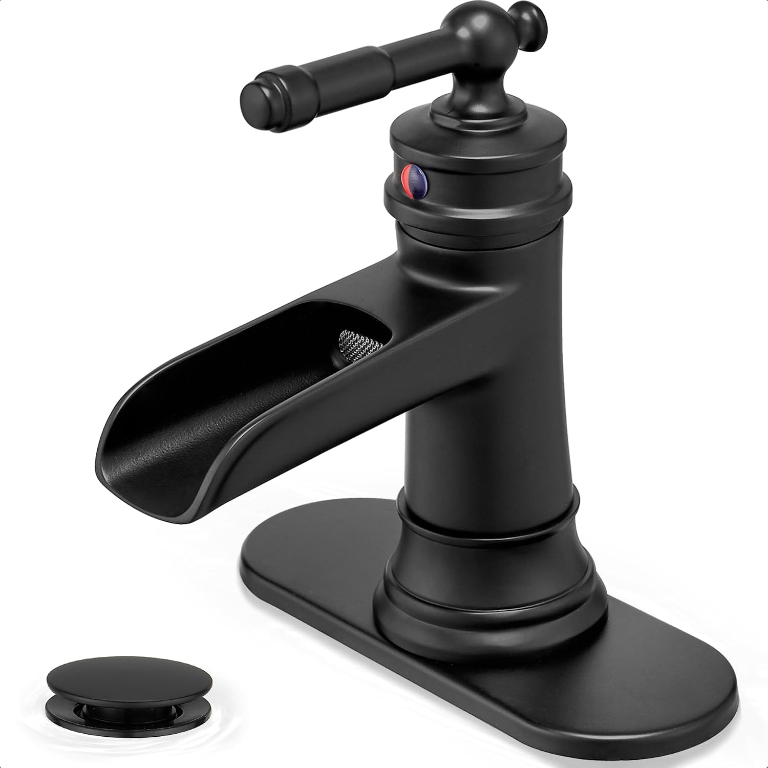 Waterfall Bathroom Faucet Black, Brass 1 Hole Bathroom Faucets Single ...