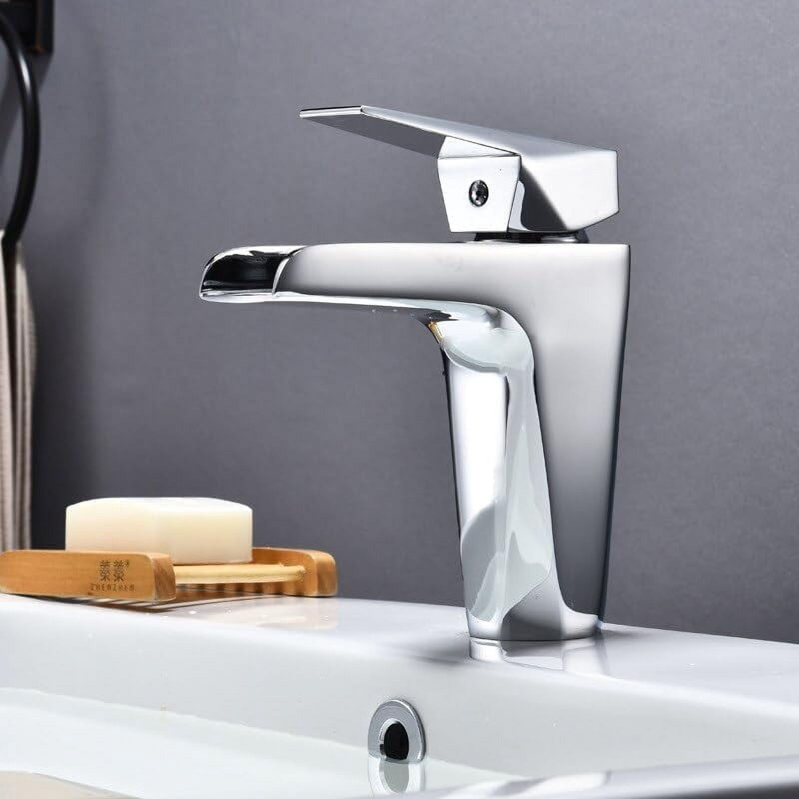 Waterfall Bathroom Faucet Black/Chrome/White Deck Mounted Solid Brass ...