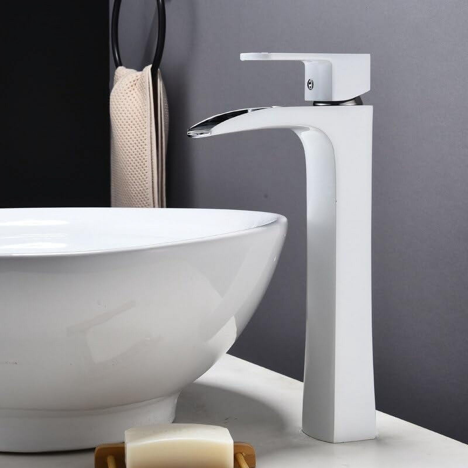 Waterfall Bathroom Faucet Black/Chrome/White Deck Mounted Solid Brass ...
