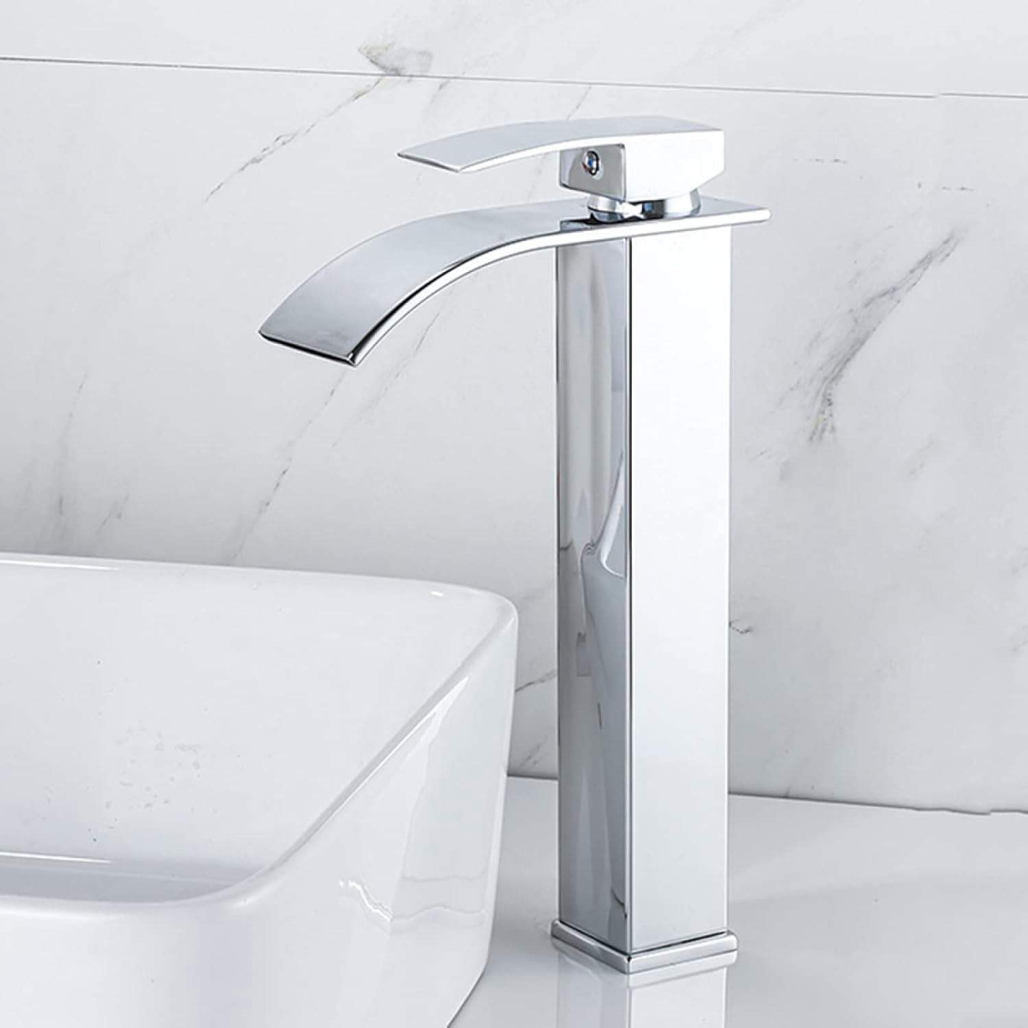 Waterfall Bathroom Faucet Chrome Plated, Stainless Steel Bathroom ...