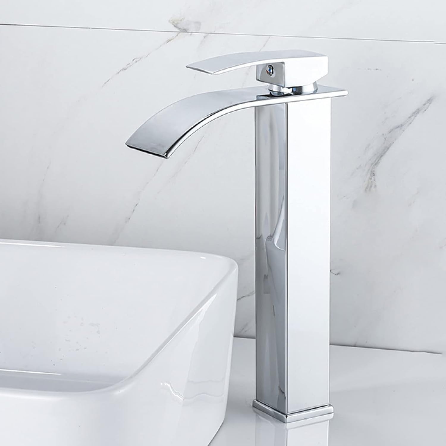Waterfall Bathroom Faucet Gold, Stainless Steel Vanity Faucet for ...