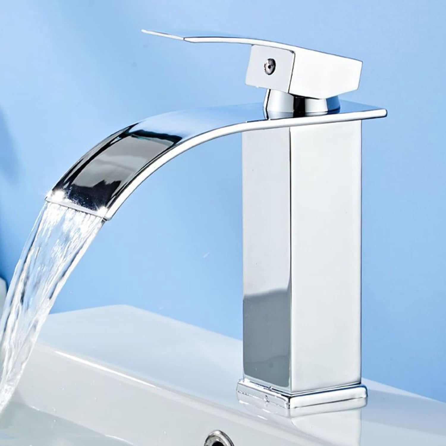 Waterfall Bathroom Faucet Gold, Stainless Steel Vanity Faucet for ...