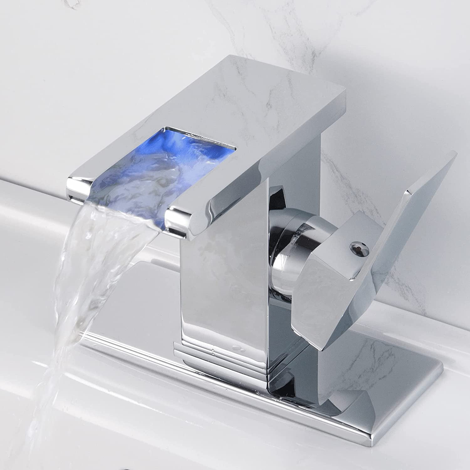 Waterfall Bathroom Faucet, LED Faucet Waterfall, Single Hole Bathroom ...