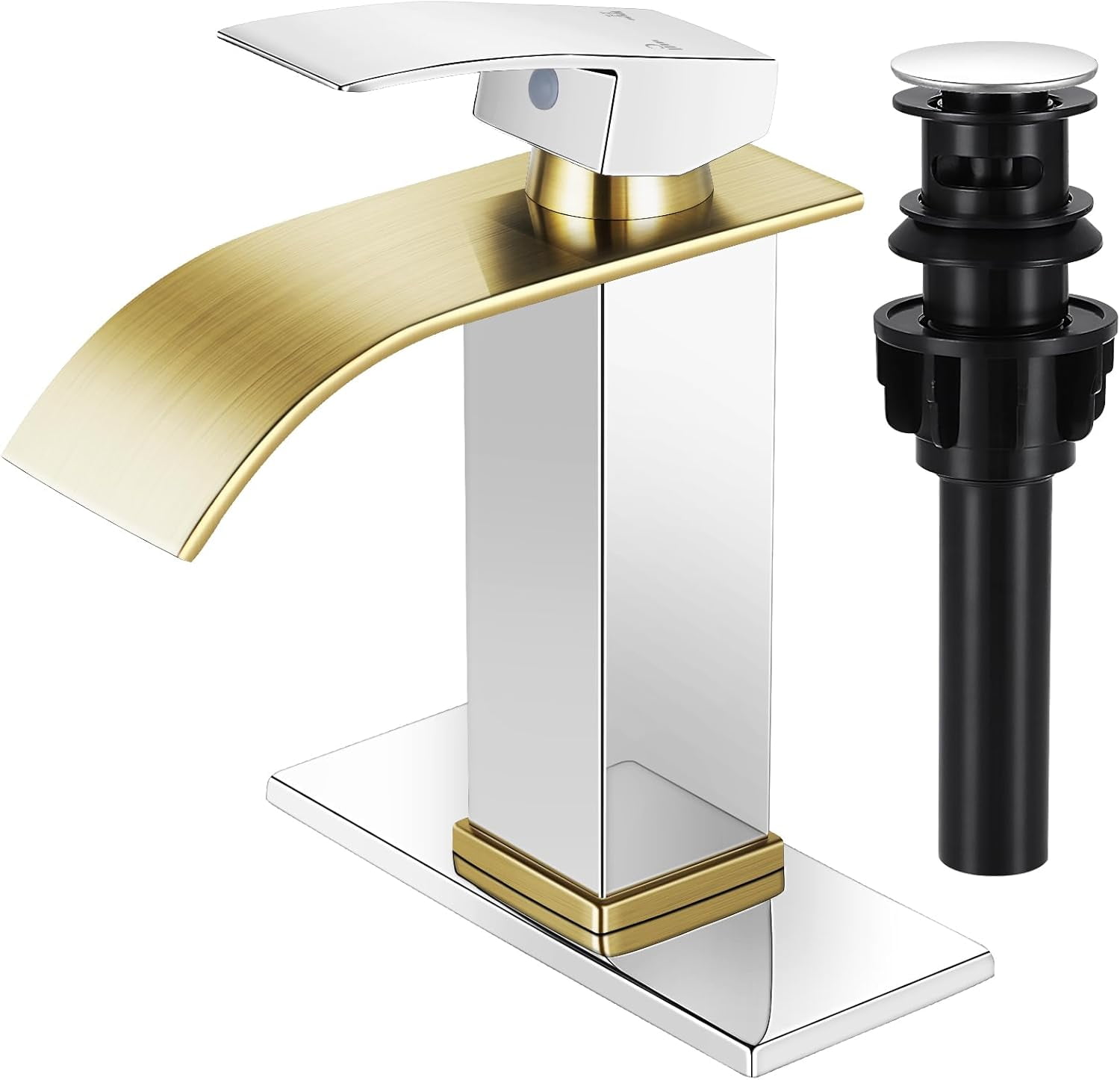 Waterfall Bathroom Faucet, Matte Black Modern Single Handle Bathroom ...