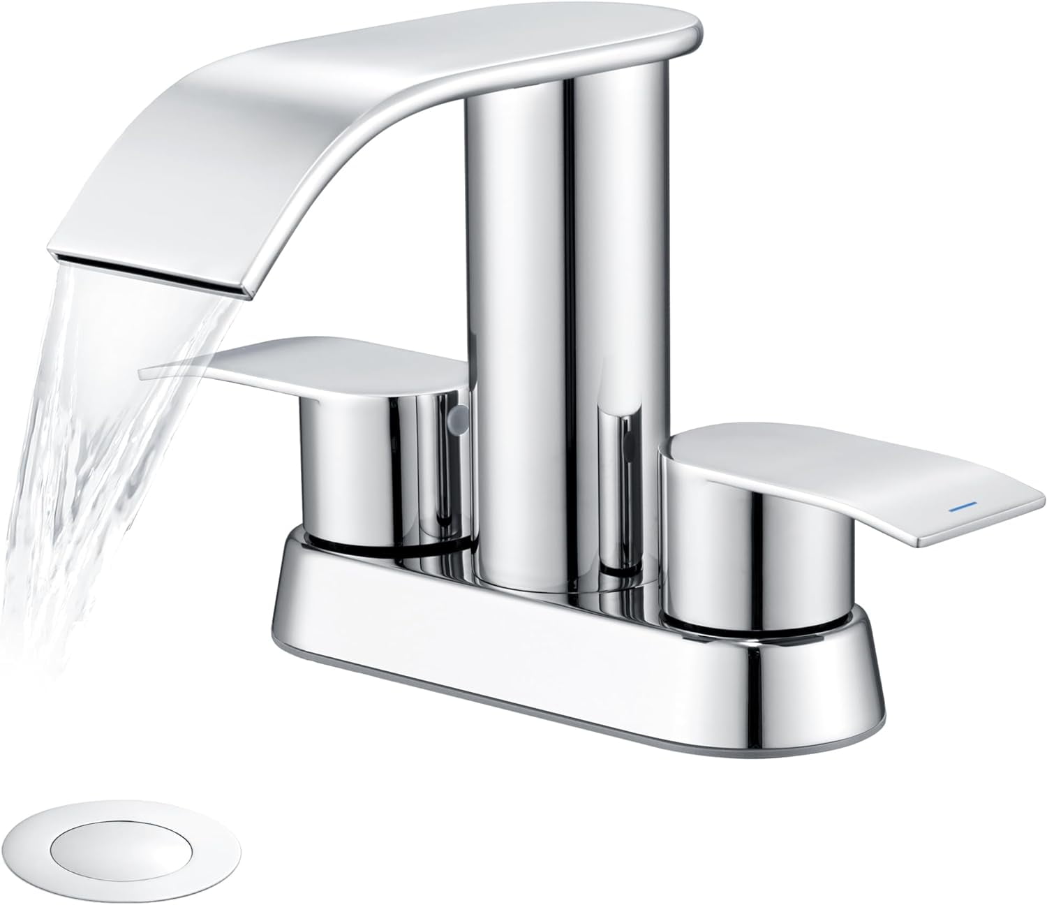 Waterfall Bathroom Sink Faucet Chrome, Two Handles Bathroom Faucet with ...