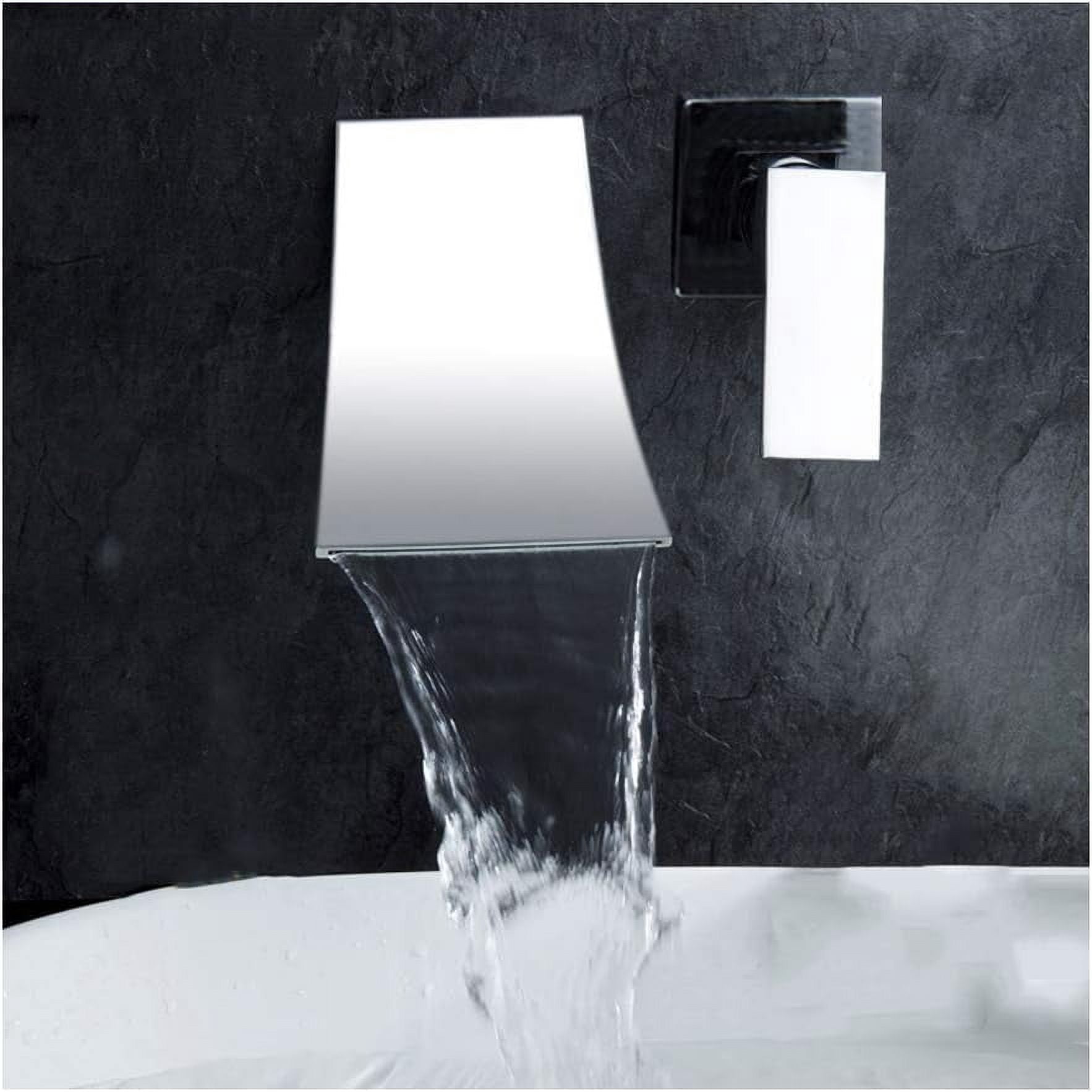 Waterfall Bathroom Sink Faucet with Extra Large Spout Brass Wall ...