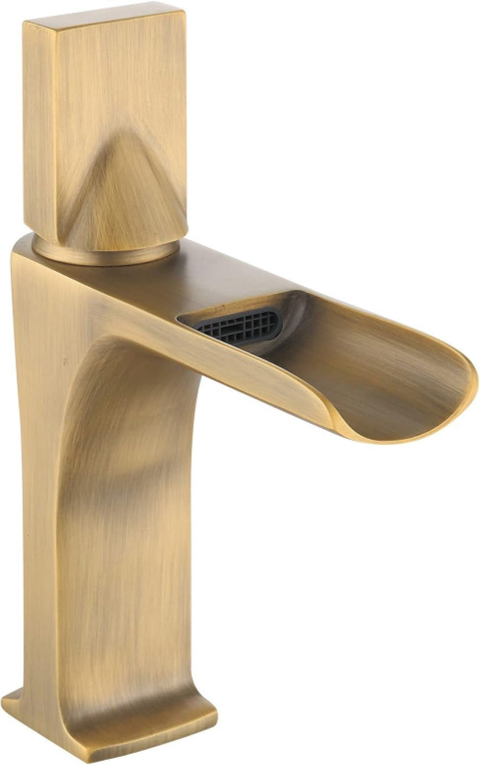 Waterfall Bathroom Sink Faucet, Solid Brass, Hot and Cold Sink Mixer ...