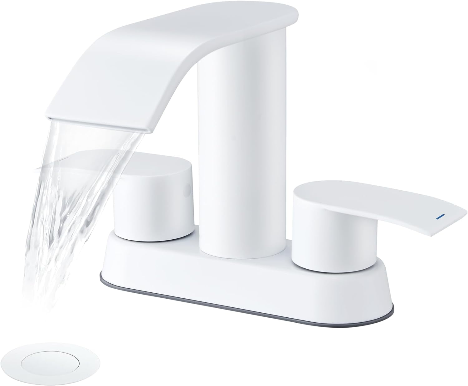 Waterfall Bathroom Sink Faucet White, Two Handles Bathroom Faucet with ...