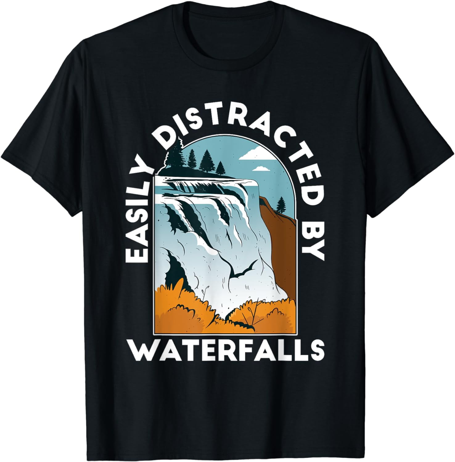 Waterfall Chasing Hiker Mountains Hiking Waterfall Lover T-Shirt ...