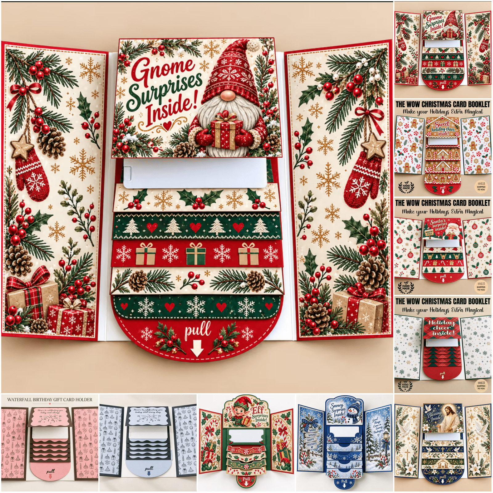Waterfall Christmas Gift Card Booklet, Festive Gift Card Holder with ...