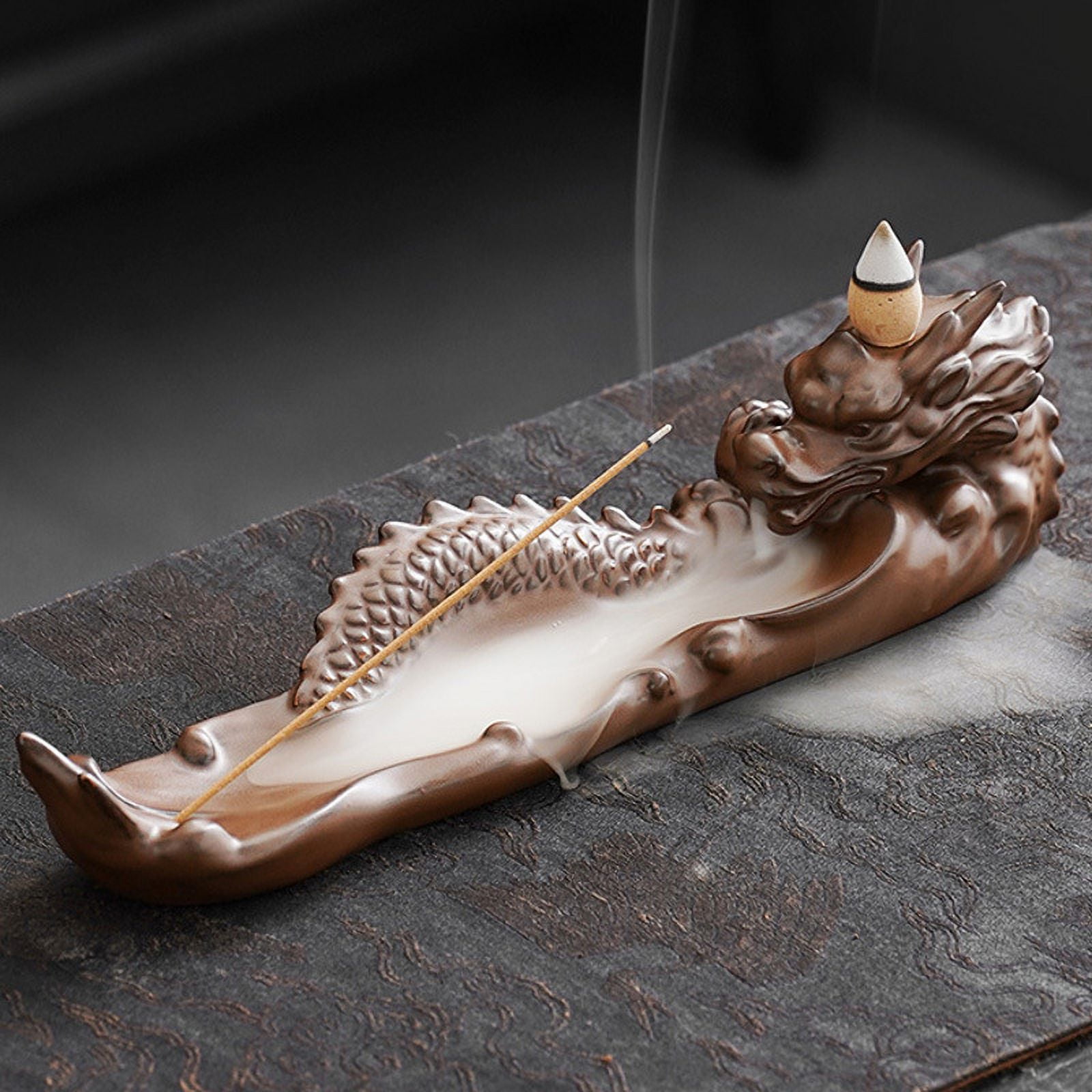 Waterfall Dragon Backflow Incense Burner Ceramic, Handmade Censer Incense Cone Incense Stick ...