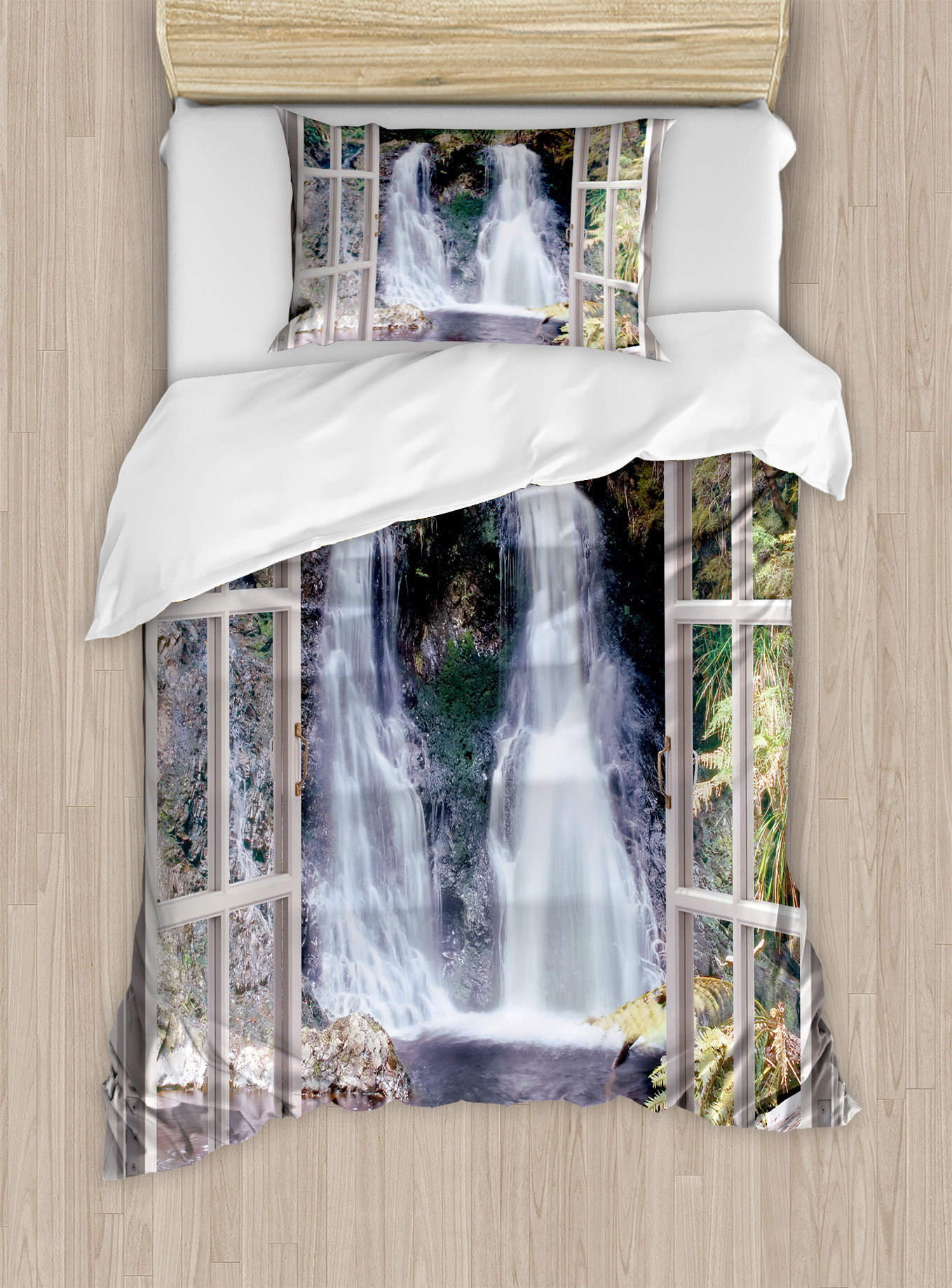 Waterfall Duvet Cover Set, Little Waterfall Nestled in the National ...