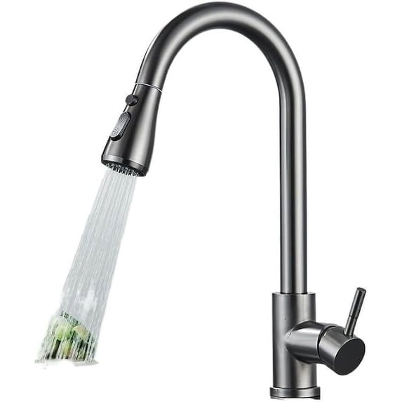 Waterfall Faucet Black Kitchen Single Hole Pull Out Spout Kitchen Sink ...