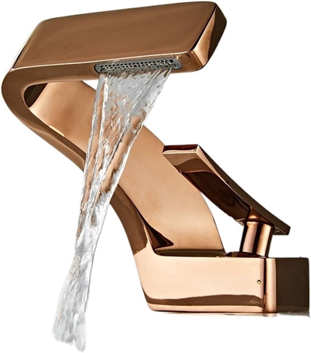 Waterfall Faucet Chrome White Basin Deck Mounted Waterfall Bathroom ...