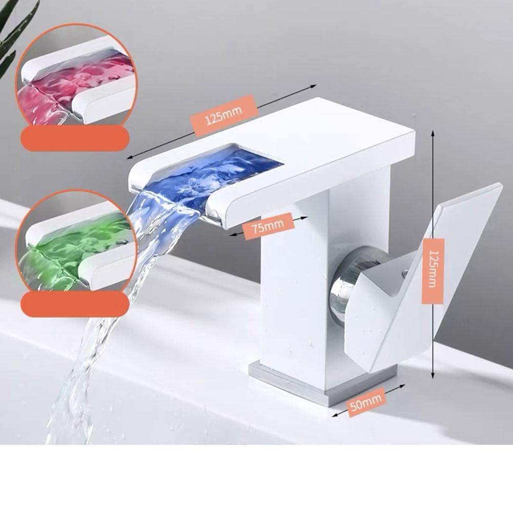 waterfall faucet luminous color changing wash basin bathroom cabinet ...