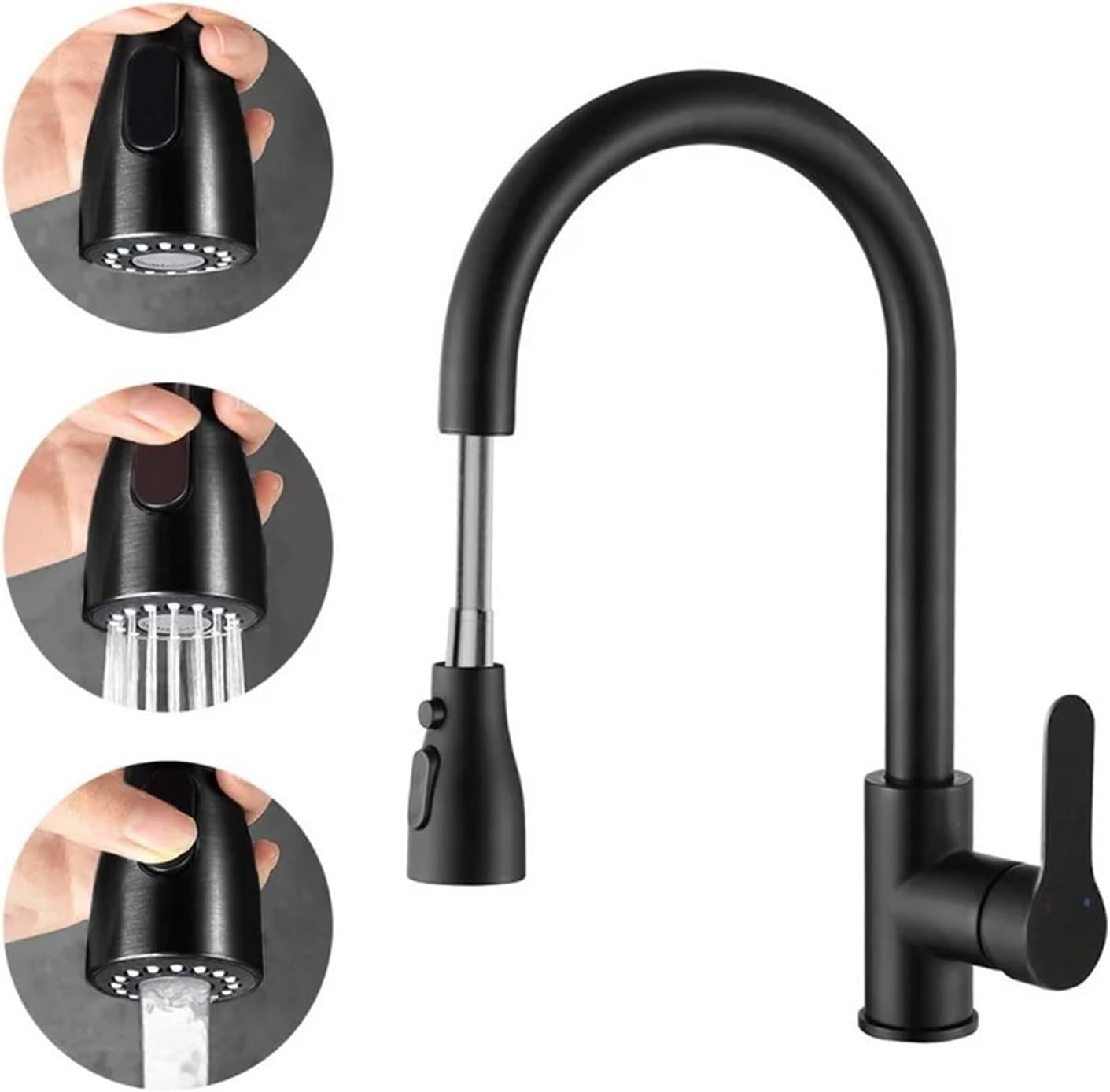 Waterfall Faucet Stainless Steel Kitchen Single Hole Pull Out Spout ...