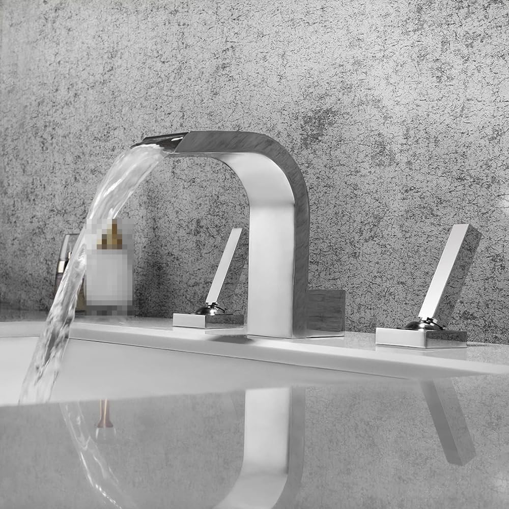 Waterfall Faucet for Bathroom Sink, 2 Handle Bathroom Splash-Proof ...