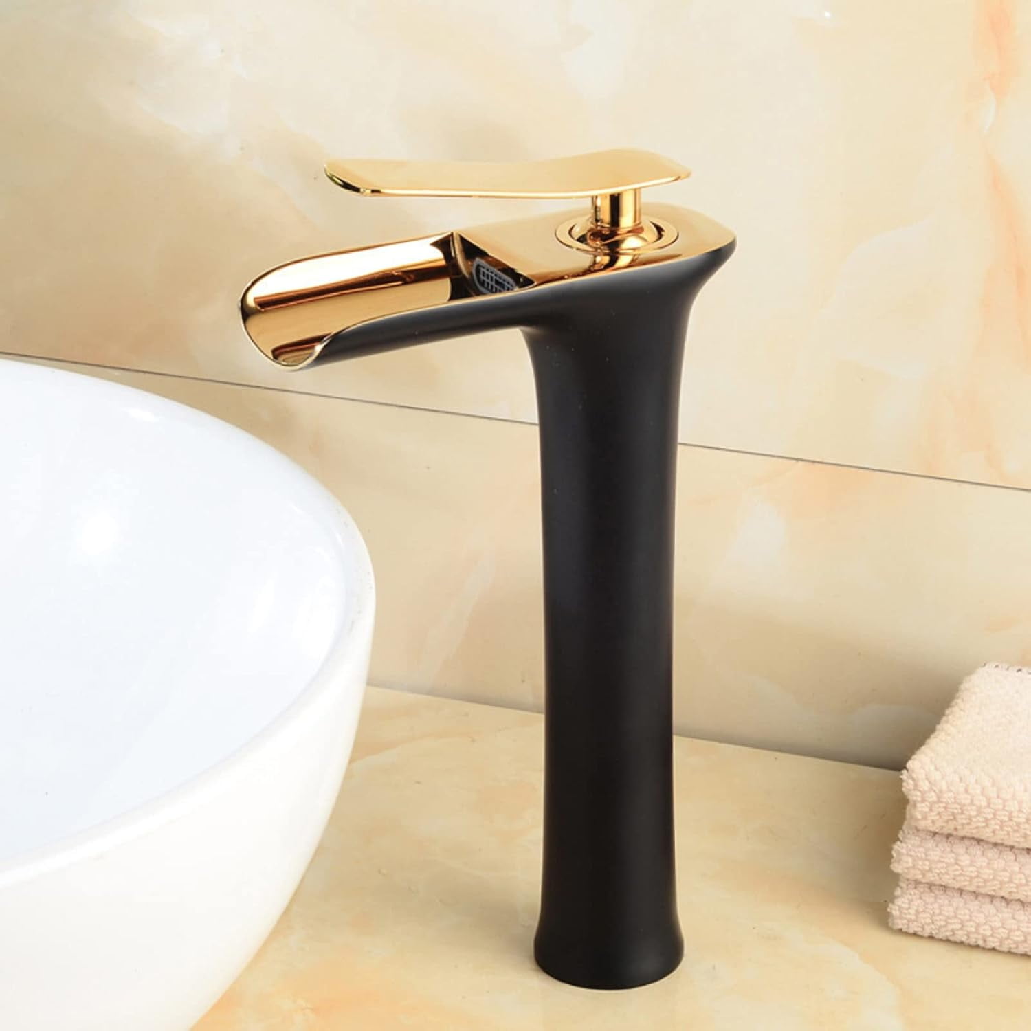 Waterfall Faucet for Bathroom Sink, Hot and Cold Water Mixer Tap, Brass ...