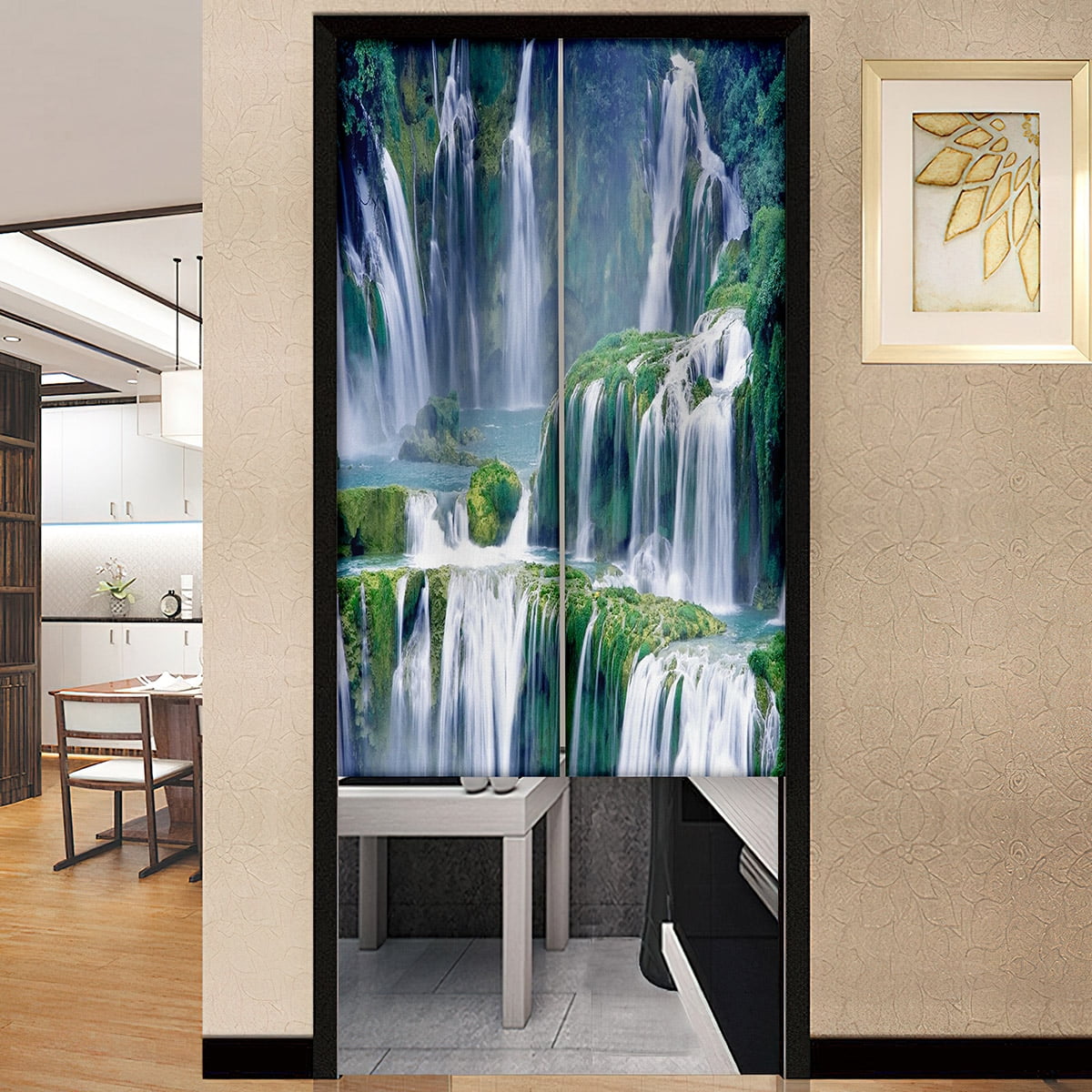 Waterfall Forest Landscape Door Curtains Beautiful Natural Scenery ...