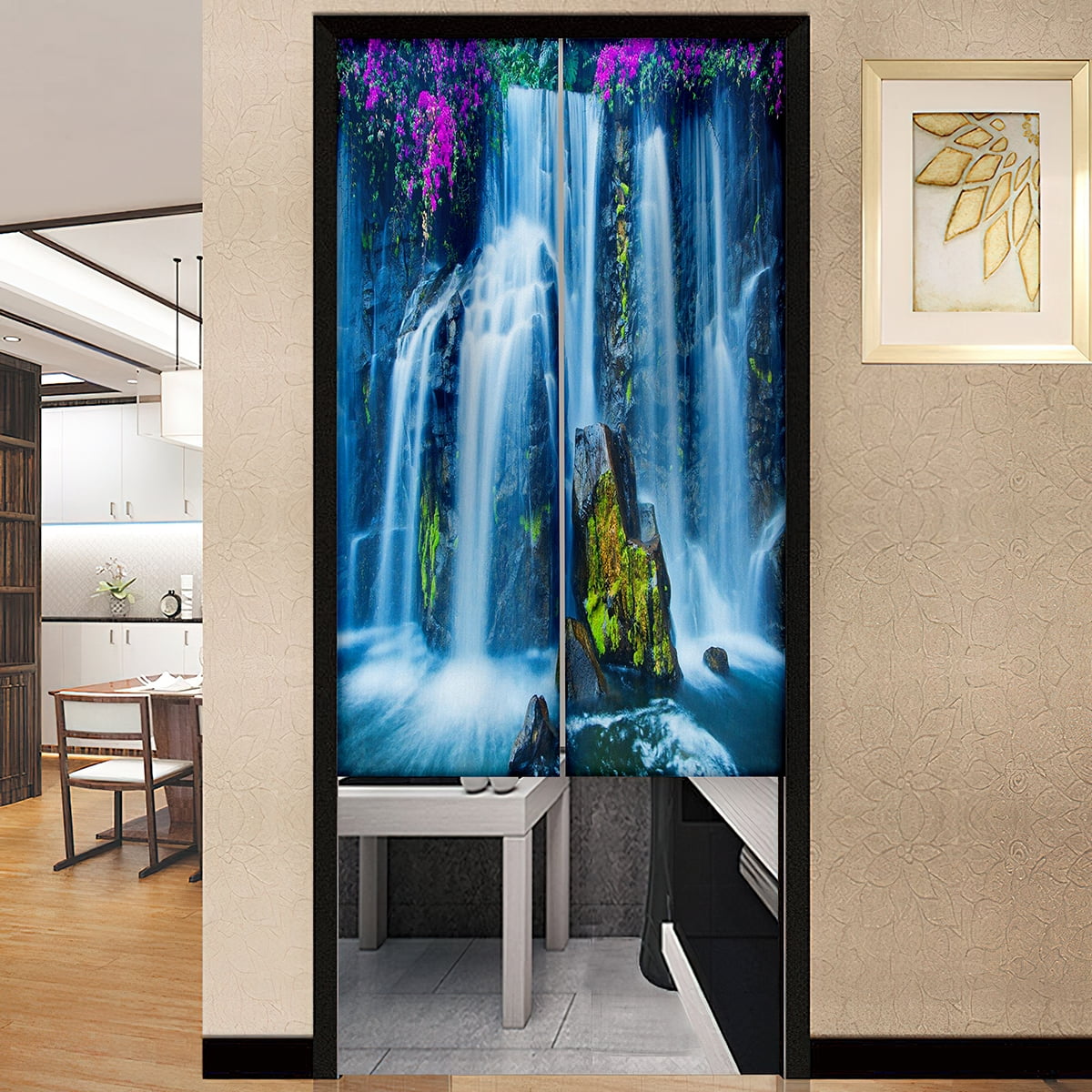Waterfall Forest Landscape Door Curtains Beautiful Natural Scenery ...