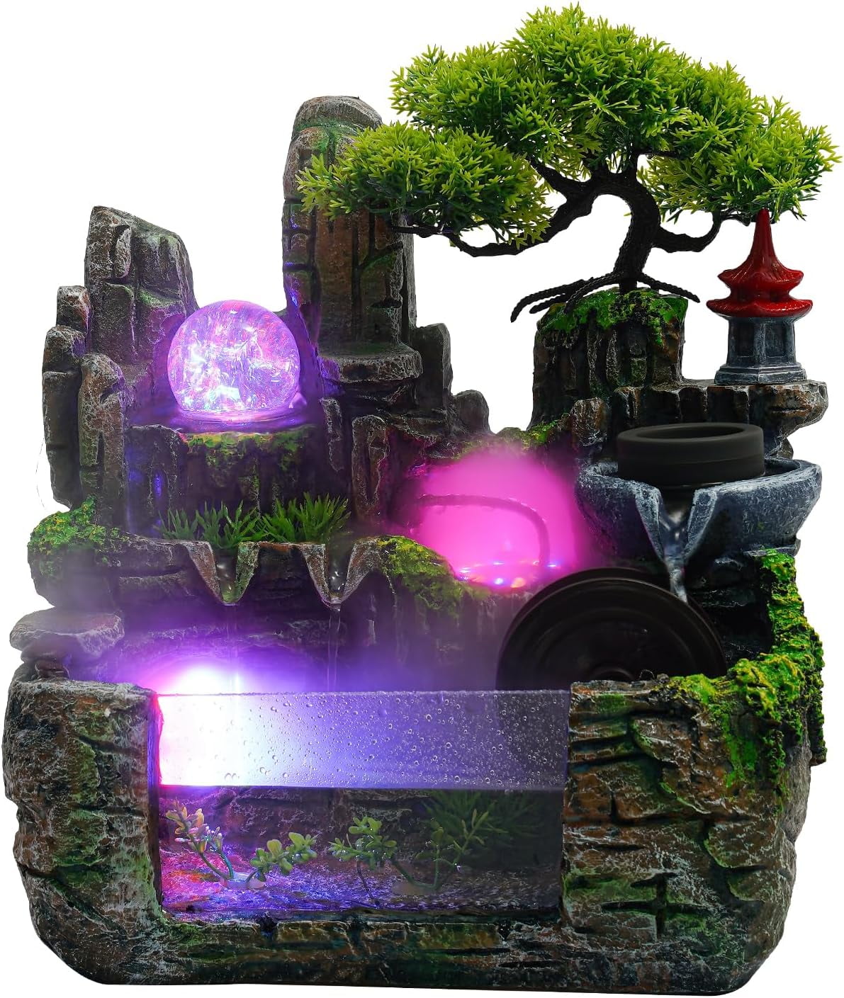 Waterfall Fountain Indoor Mini Waterfall with Led Lights & Atomizer ...