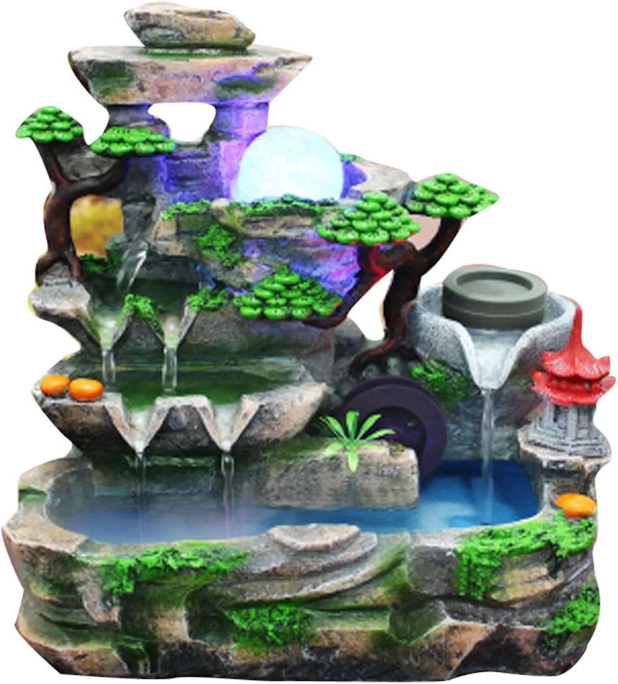 Waterfall Fountain Indoor Mini Waterfall with Led Lights & Atomizer ...