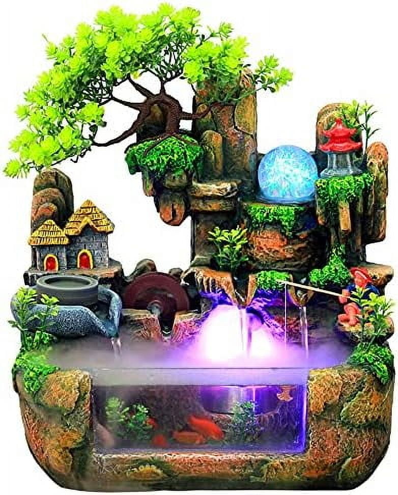 Waterfall Fountain Tabletop Rockery Fountain Indoor with Aquariums ...